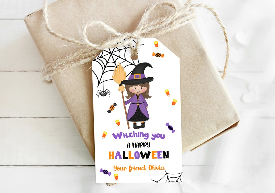 EDITABLE Halloween Treat Tags, Halloween Witch Favor Tags, Witching You ...