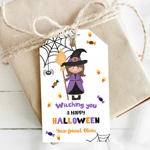 EDITABLE Halloween Treat Tags, Halloween Witch Favor Tags, Witching You ...