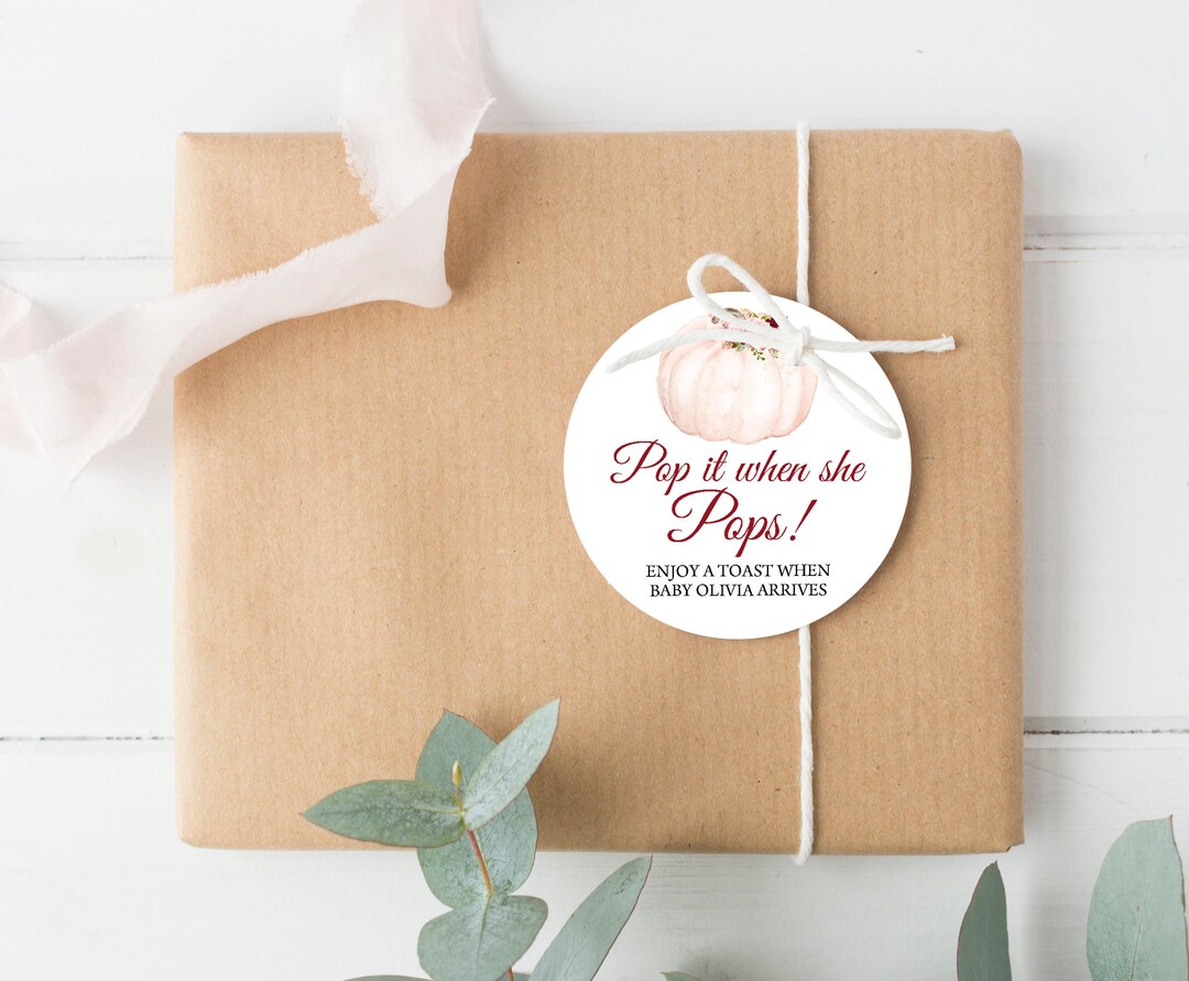 EDITABLE Pumpkin Favor Tag, Pop It When She Pops, Printable Baby Shower ...