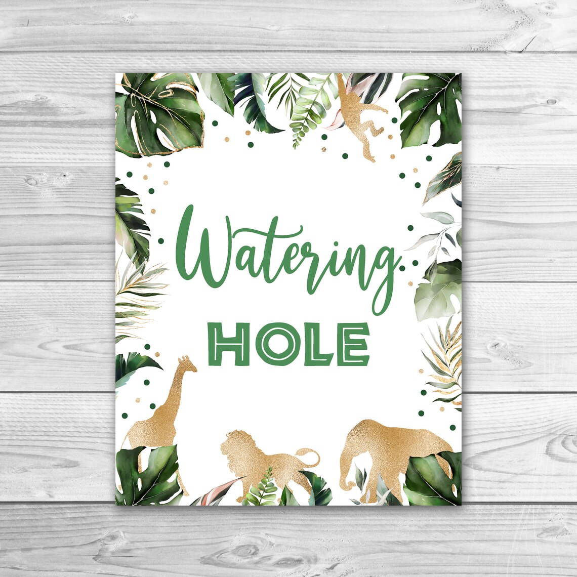 Watering Hole Safari Birthday Sign Gold Animals Watering Hole - Etsy