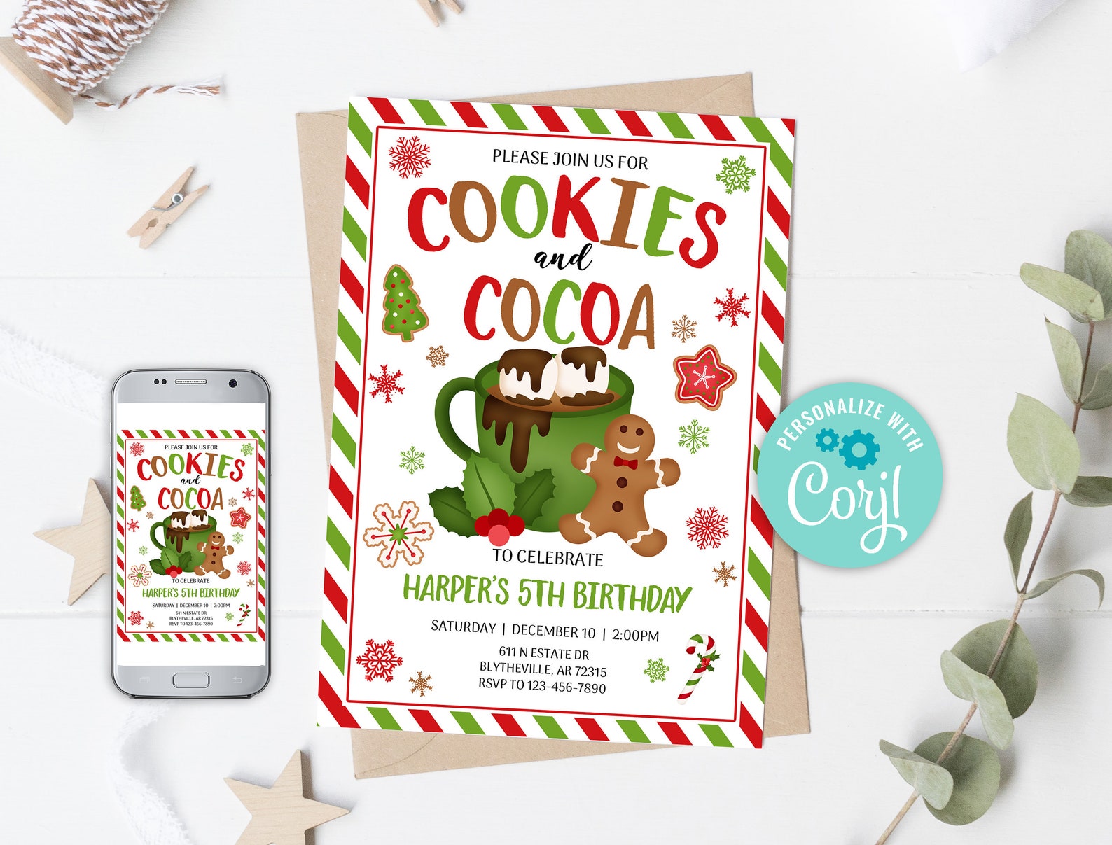 EDITABLE Cookies and Cocoa Birthday Invitation Hot Cocoa Party | Etsy