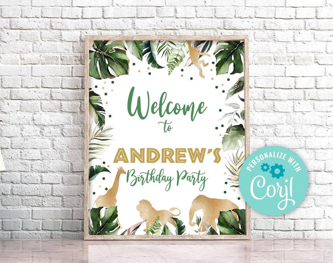 Editable WILD Animal Welcome Sign Instant Download, Safari Animals ...