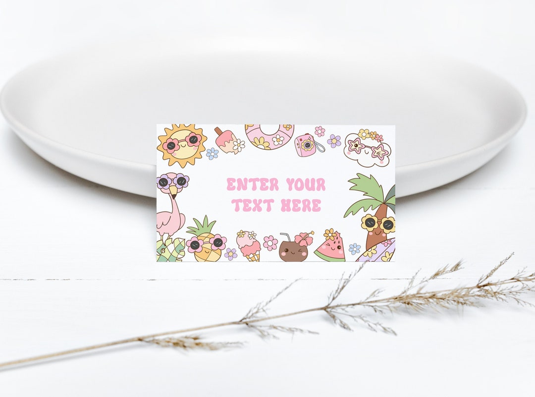 EDITABLE Pool Party Food Cards Summer Party Food Label Tropical Splish ...