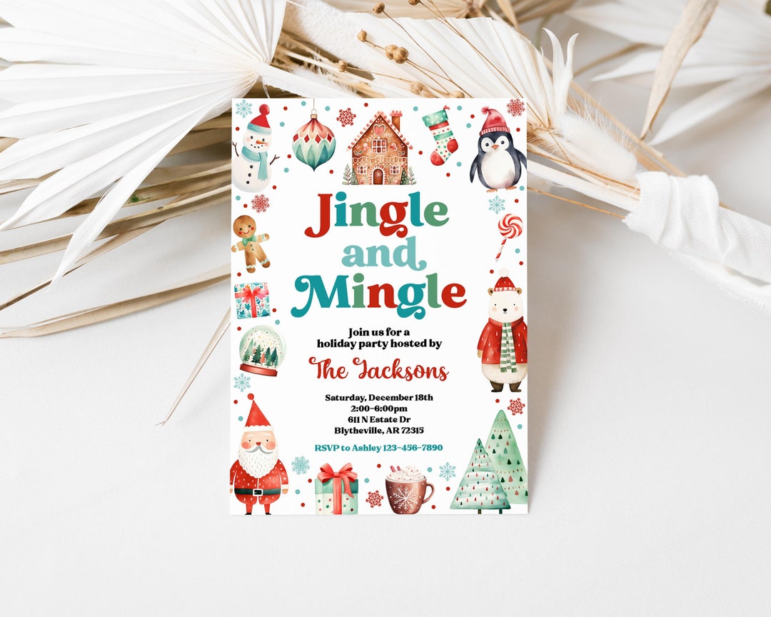 EDITABLE Jingle and Mingle Christmas Party Invitation Jingle and Mingle ...