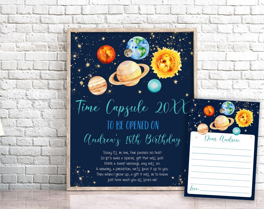 Editable Outer Space Birthday Time Capsule Galaxy Time Capsule Sign ...