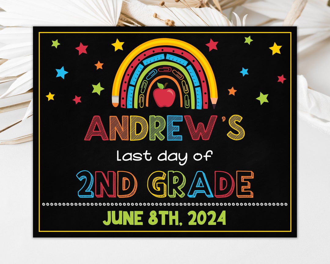 Editable Last Day of 2nd Grade Sign Last Day of School Sign School ...