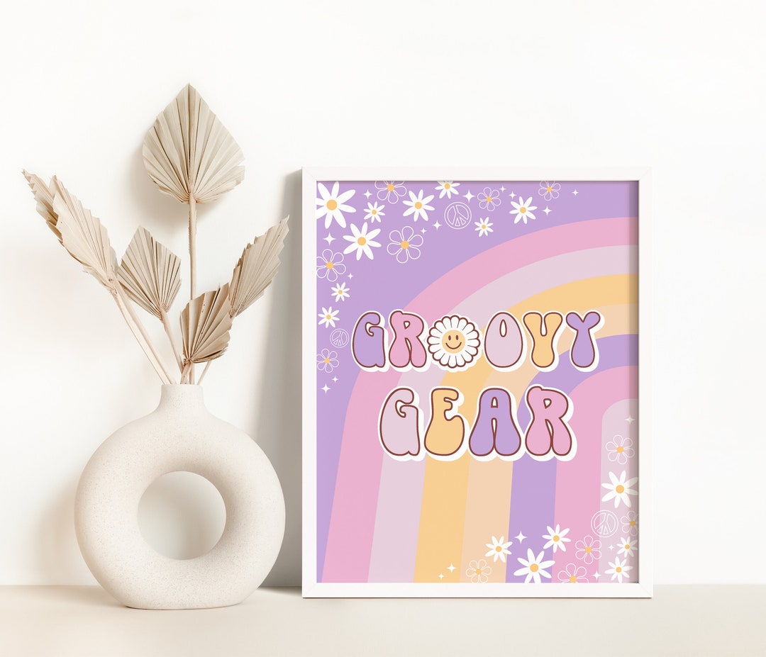 Groovy Gear Sign 70's Birthday Party Table Decor One Two Groovy Party ...