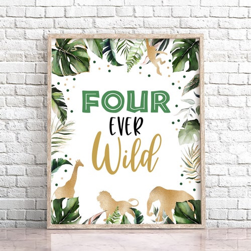 Editable Four Ever Wild Birthday Sign Safari Animals Zoo - Etsy