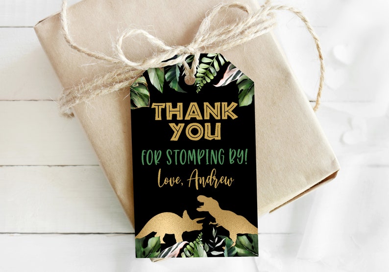 EDITABLE Dinosaur Favor Tag, Printable Dinosaur Birthday Thank You Tags ...
