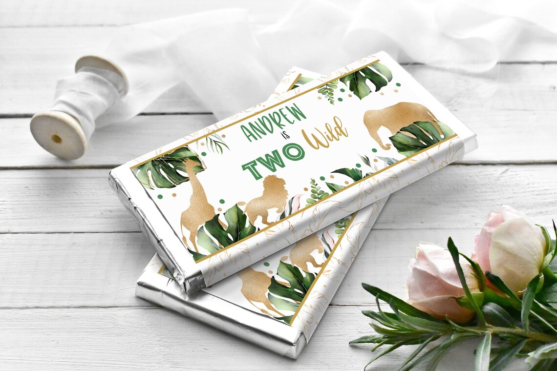 EDITABLE Safari Animals Chocolate Bar Wrapper Party Animals - Etsy