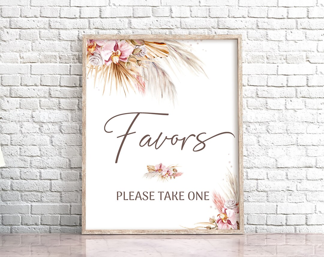 Pampas Grass Favors Sign Boho Baby Shower Sign Please Take One Sign ...