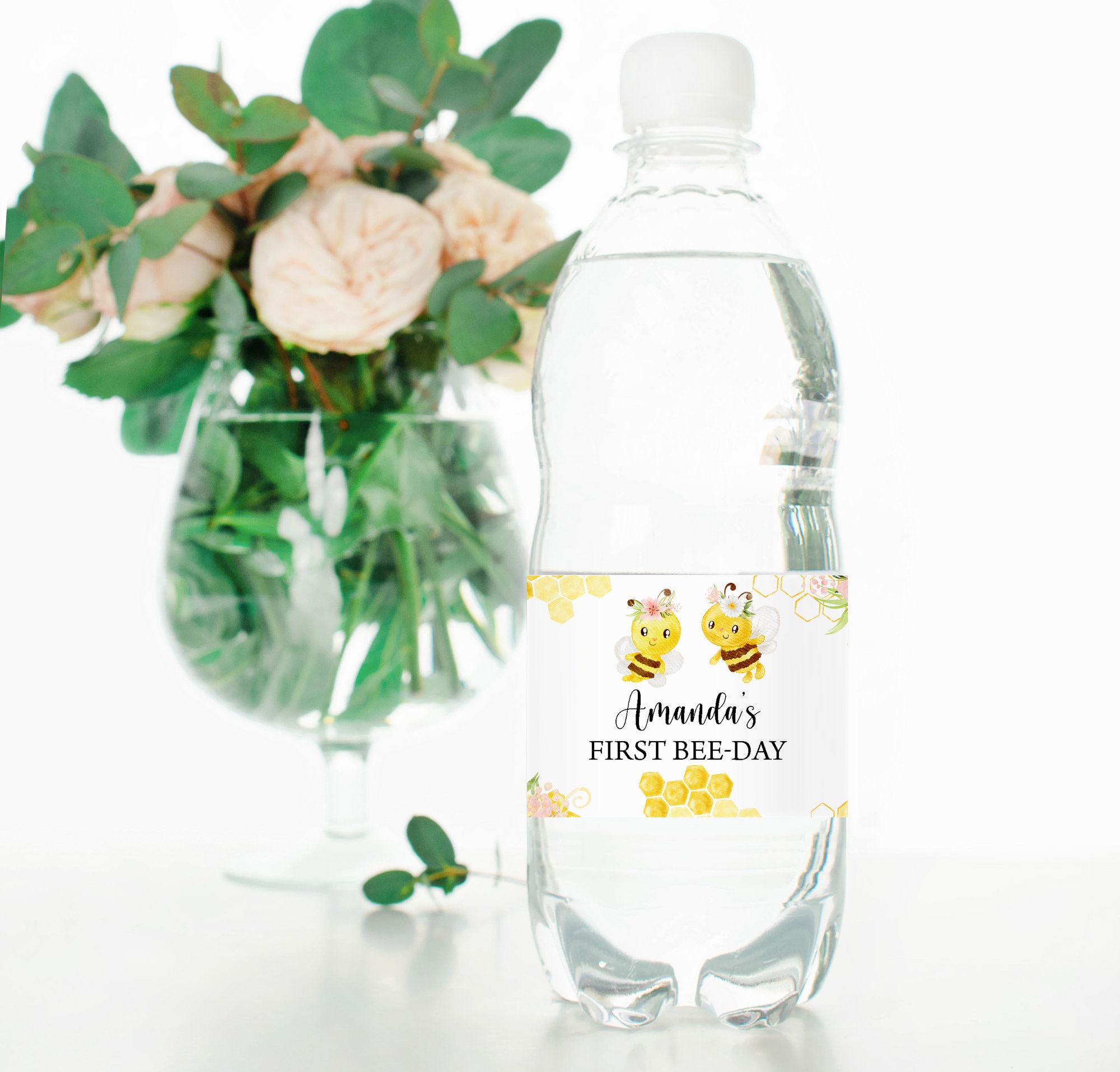 EDITABLE Bee Bottle Label Bumble Bee Water Labels Printable Honey Bee ...