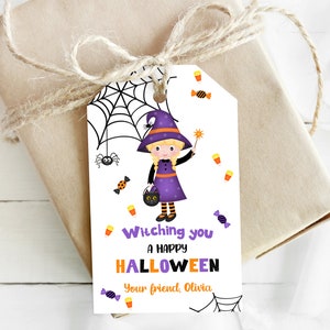 EDITABLE Halloween Treat Tags, Halloween Witch Favor Tags, Witching You ...
