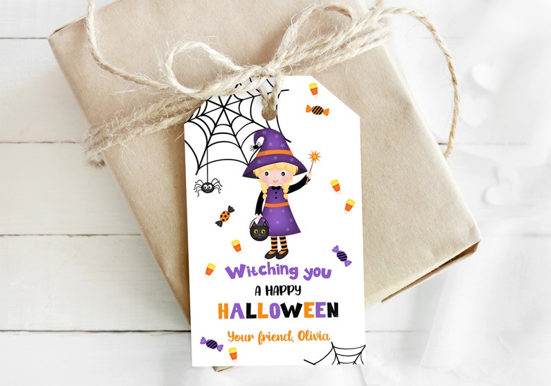 EDITABLE Halloween Treat Tags Halloween Witch Favor Tags - Etsy