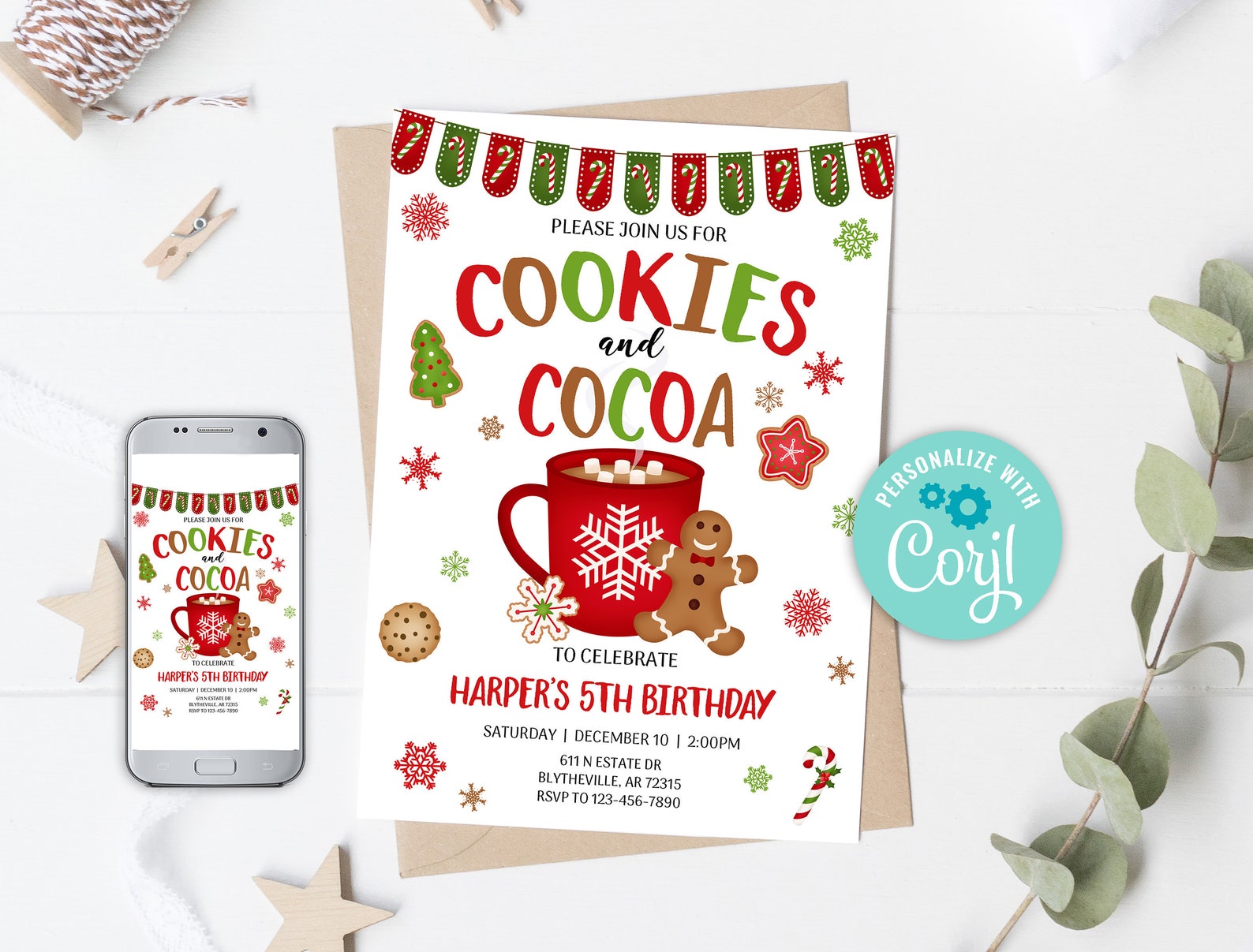 EDITABLE Cookies and Cocoa Invitation Hot Cocoa Party Cookies and Hot ...