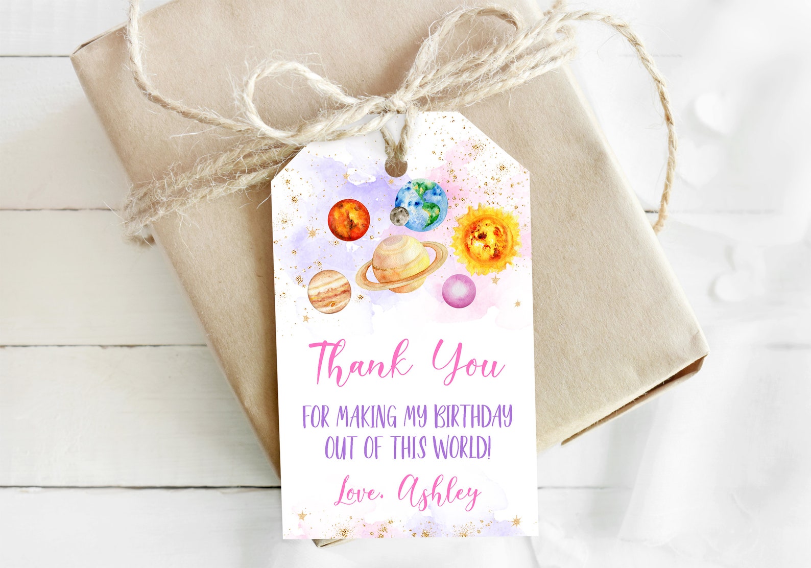 EDITABLE Space Birthday Favor Tags Galaxy Planets Outer Space Tag Outer ...