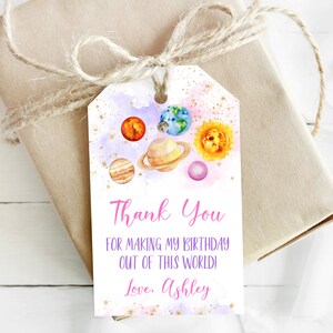 EDITABLE Space Birthday Favor Tags Galaxy Planets Outer Space Tag Outer ...