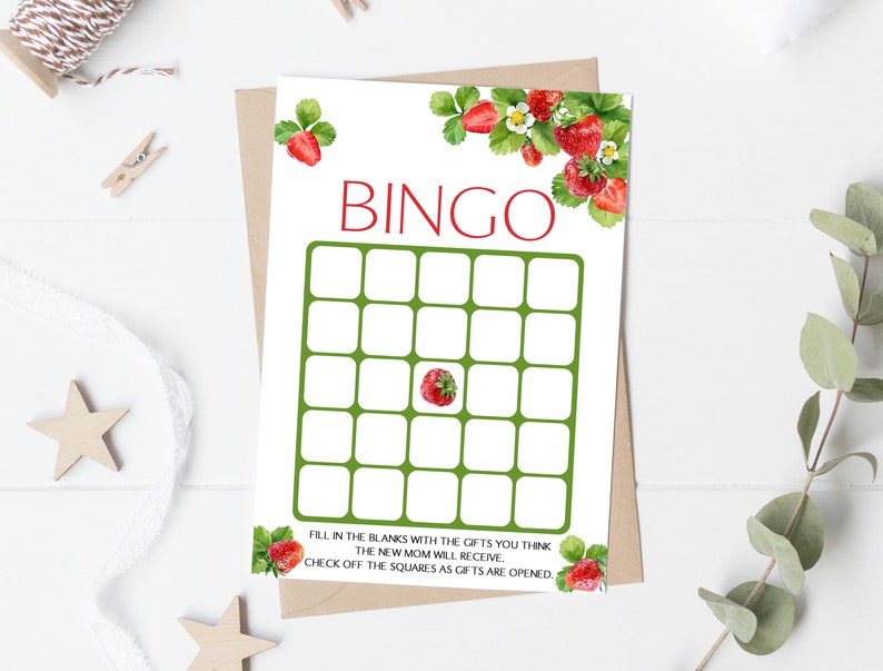 Strawberry Baby Bingo Baby Shower Game Berry Sweet Baby Bingo - Etsy