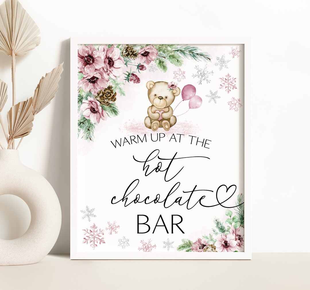 Winter Bear Hot Chocolate Bar Sign Holiday Warm up at the Hot Chocolate ...