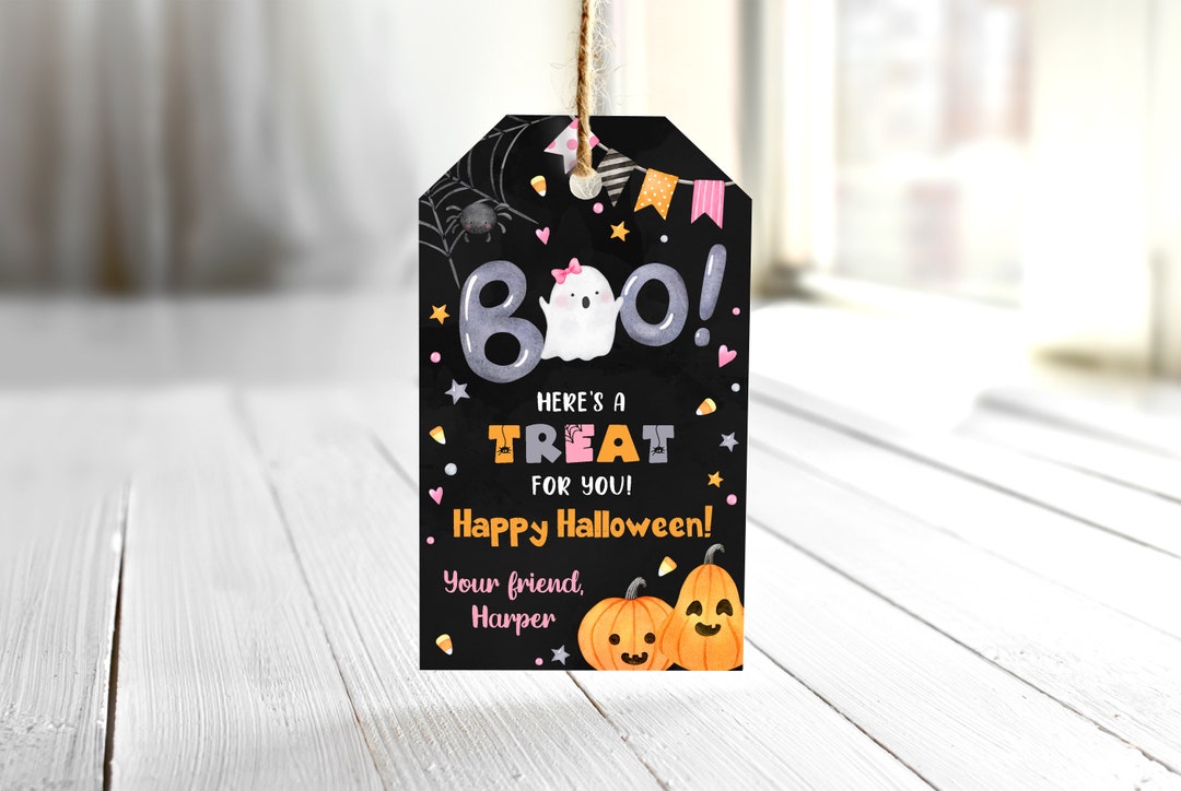 EDITABLE Halloween Treat Tag Boo Halloween Tags Halloween Pumpkin Party ...