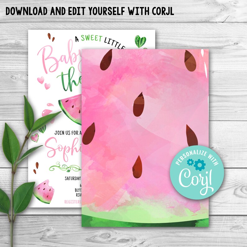 Editable Watermelon Baby Shower Invitation A Sweet Little | Etsy