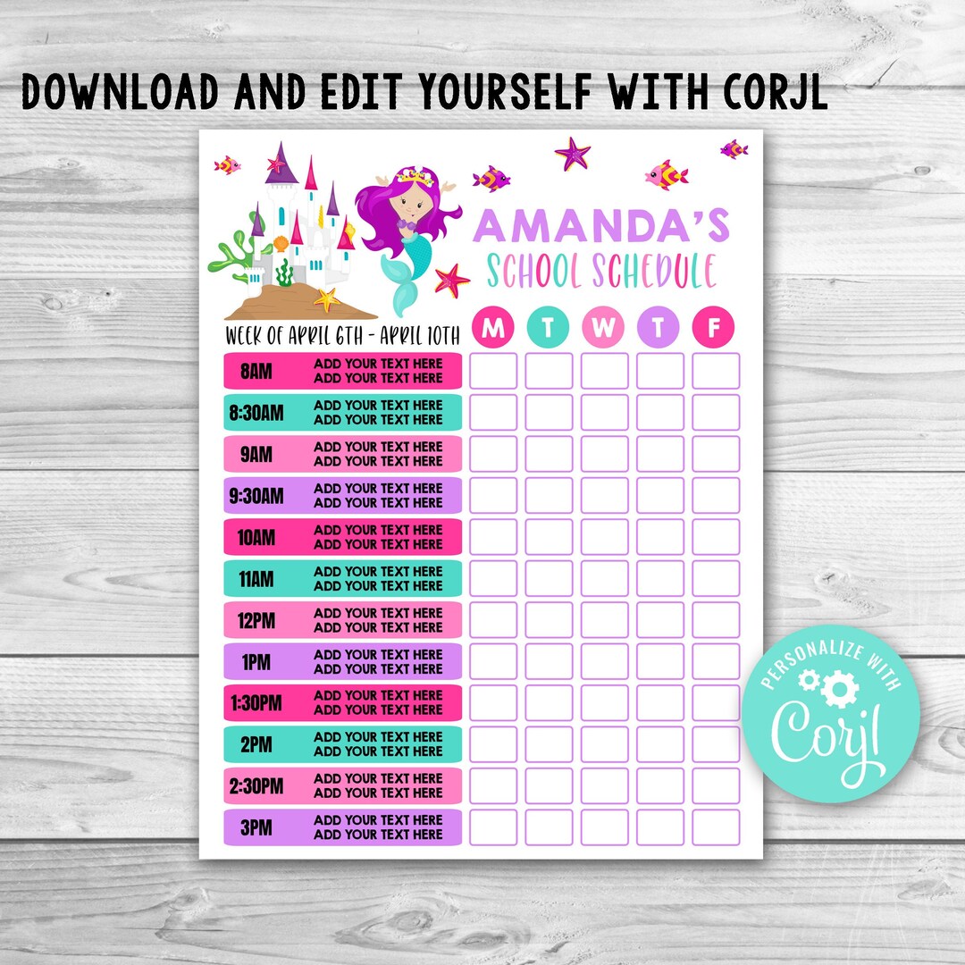 Mermaid Homeschool Schedule, Mermaid Daily Routine, Kids Daily Schedule ...