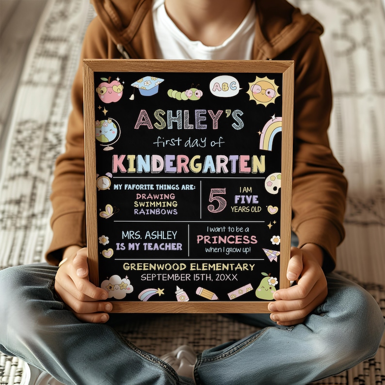Editable First Day of Kindergarten Sign First Day of Preschool Board ...