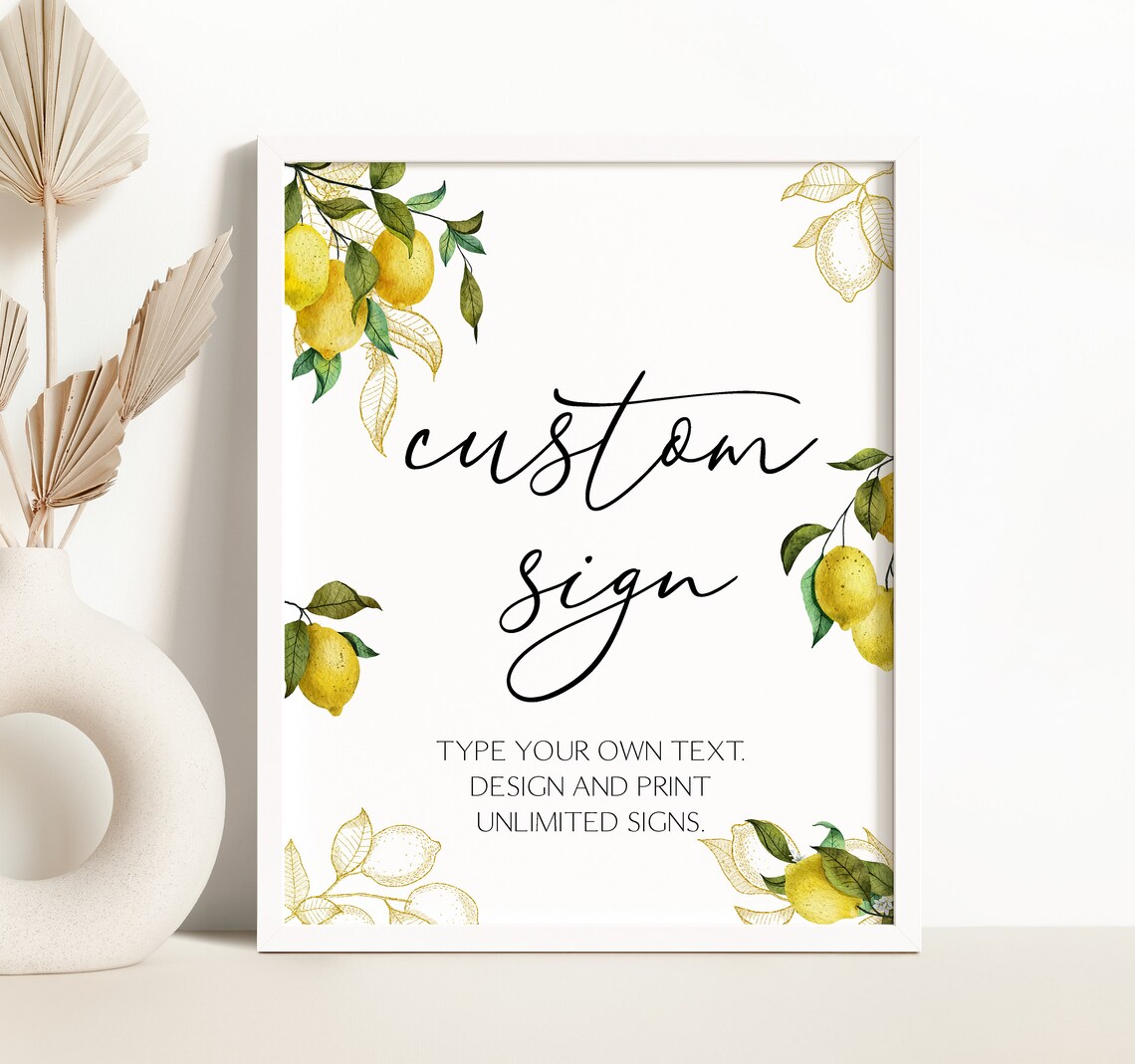 EDITABLE Lemon Custom Sign Citrus Main Squeeze Baby Shower - Etsy
