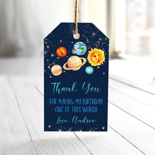 Editable Outer Space Favor Tags Space Birthday Thank You - Etsy