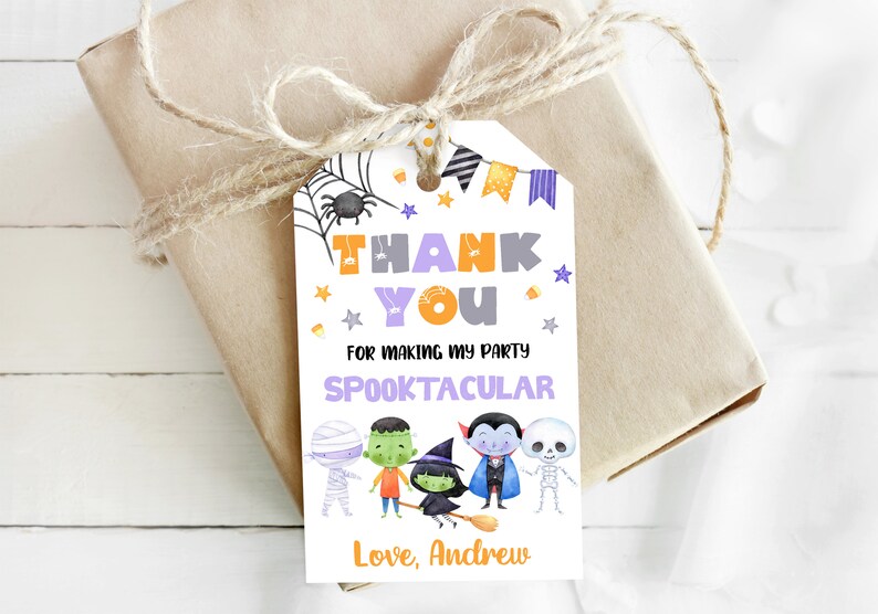 EDITABLE Halloween Birthday Thank You Tag Halloween Treat Tags - Etsy