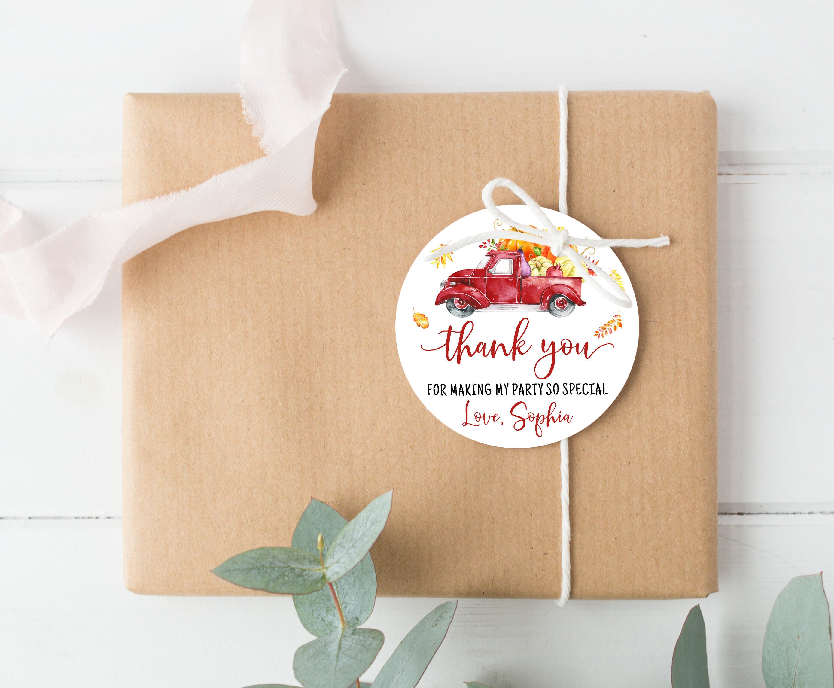 EDITABLE Pumpkin Truck Thank You Tags, Pumpkin Favor Tag, Pumpkin Gift ...