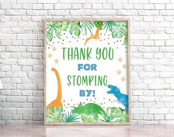 Dino Thank You for Stomping by Sign Prehistoric Party Sign - Etsy