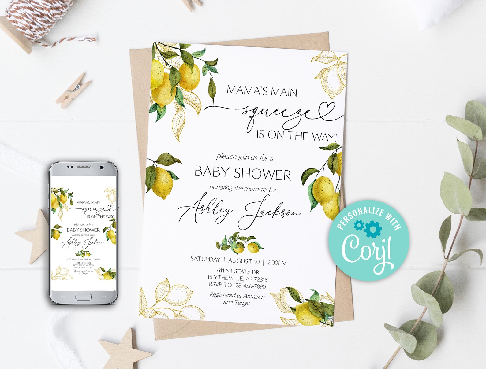 Editable Lemon Baby Shower Invitation Set Citrus Baby Shower - Etsy