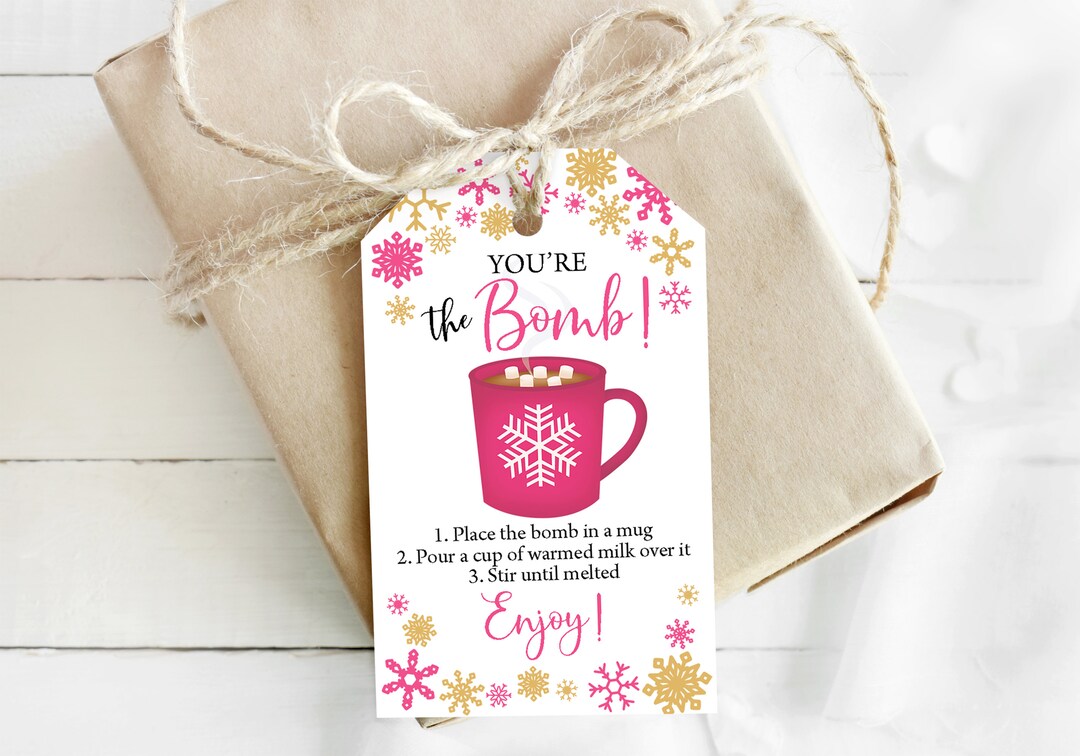Hot Cocoa Bomb Tags, Hot Chocolate Bomb Instructions Favor Tag Hot ...