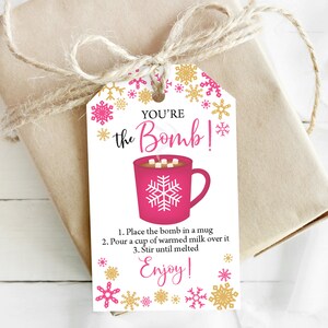 Hot Cocoa Bomb Tags, Hot Chocolate Bomb Instructions Favor Tag Hot ...