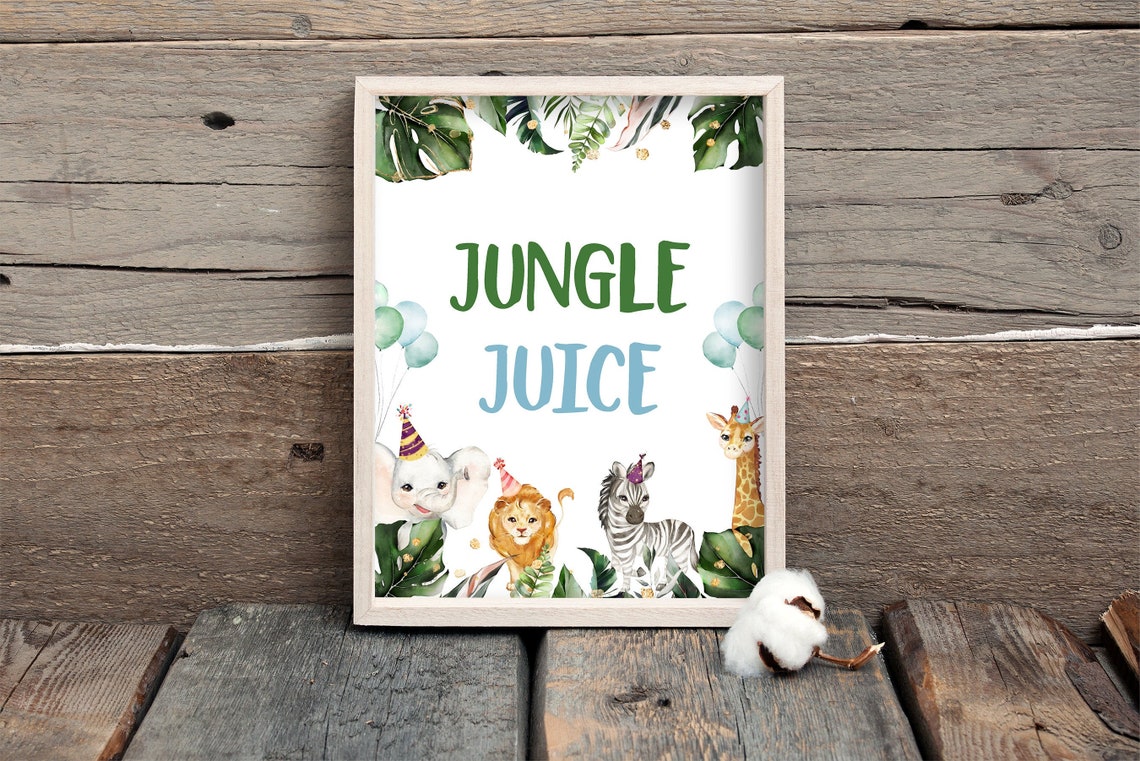 Jungle Juice Birthday Sign Wild Animals Jungle Juice Sign | Etsy