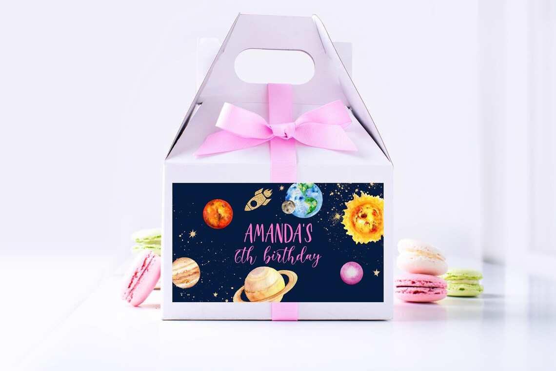 EDITABLE Outer Space Gable Box Favor Labels Planets Galaxy - Etsy