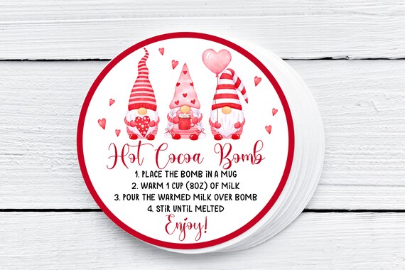 Editable Valentine Gnome Hot Cocoa Bomb Tags Gnome | Etsy