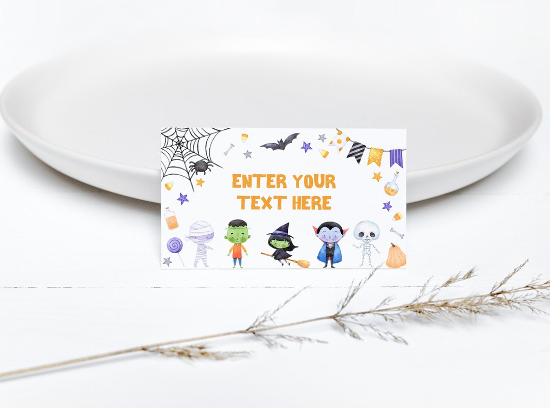 EDITABLE Halloween Birthday Food Cards Halloween Costume Party Food ...