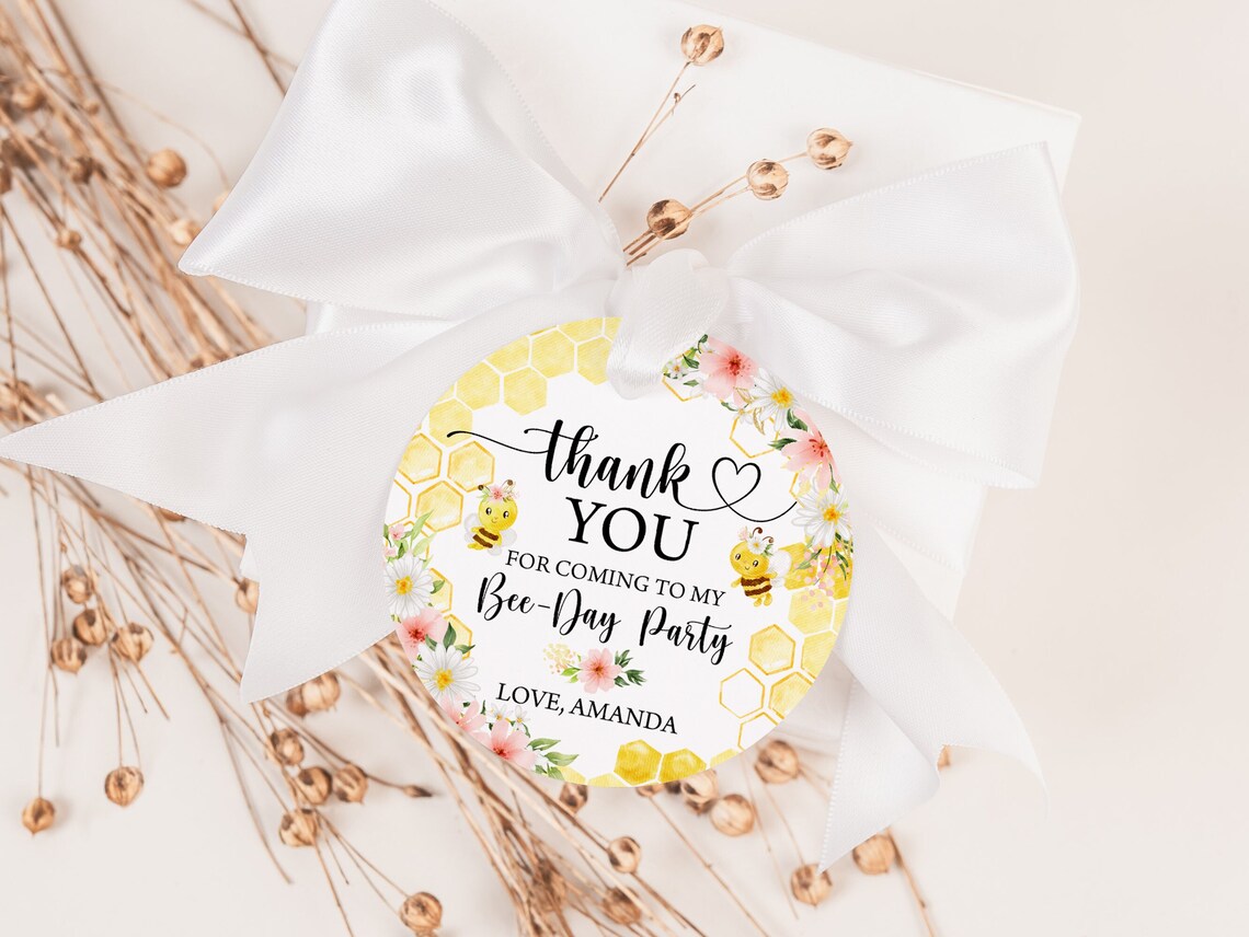 EDITABLE Bee Thank You Tags Thank You for Coming to My Bee-day - Etsy