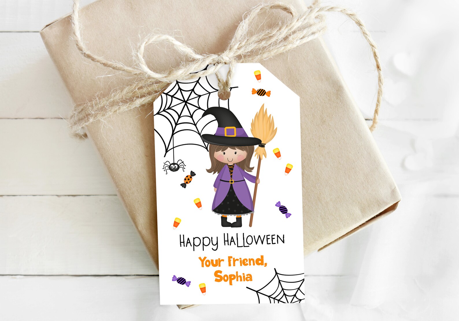 EDITABLE Halloween Treat Tags Halloween Witch Favor Tags - Etsy