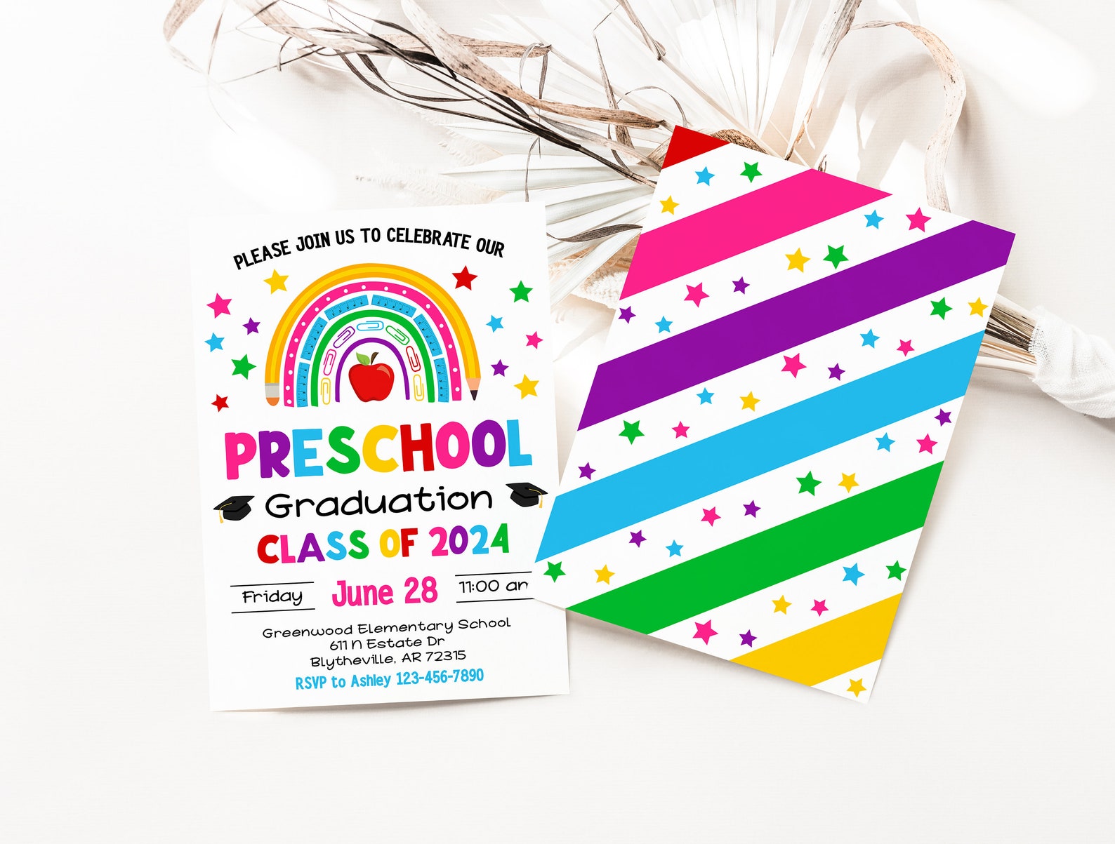 Editable Preschool Graduation Invitation Graduation Ceremony Invitation ...