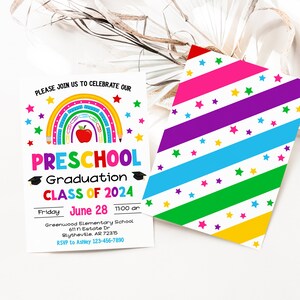 Editable Preschool Graduation Invitation Graduation Ceremony Invitation ...