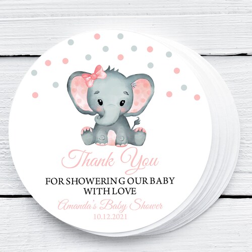 EDITABLE Girl Elephant Baby Shower Favor Tag Printable Pink - Etsy