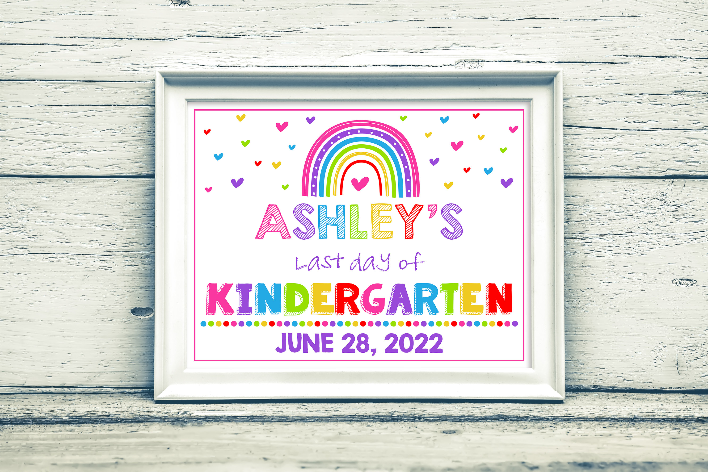 Editable Last Day of Kindergarten Sign Rainbow Last Day of School Sign ...