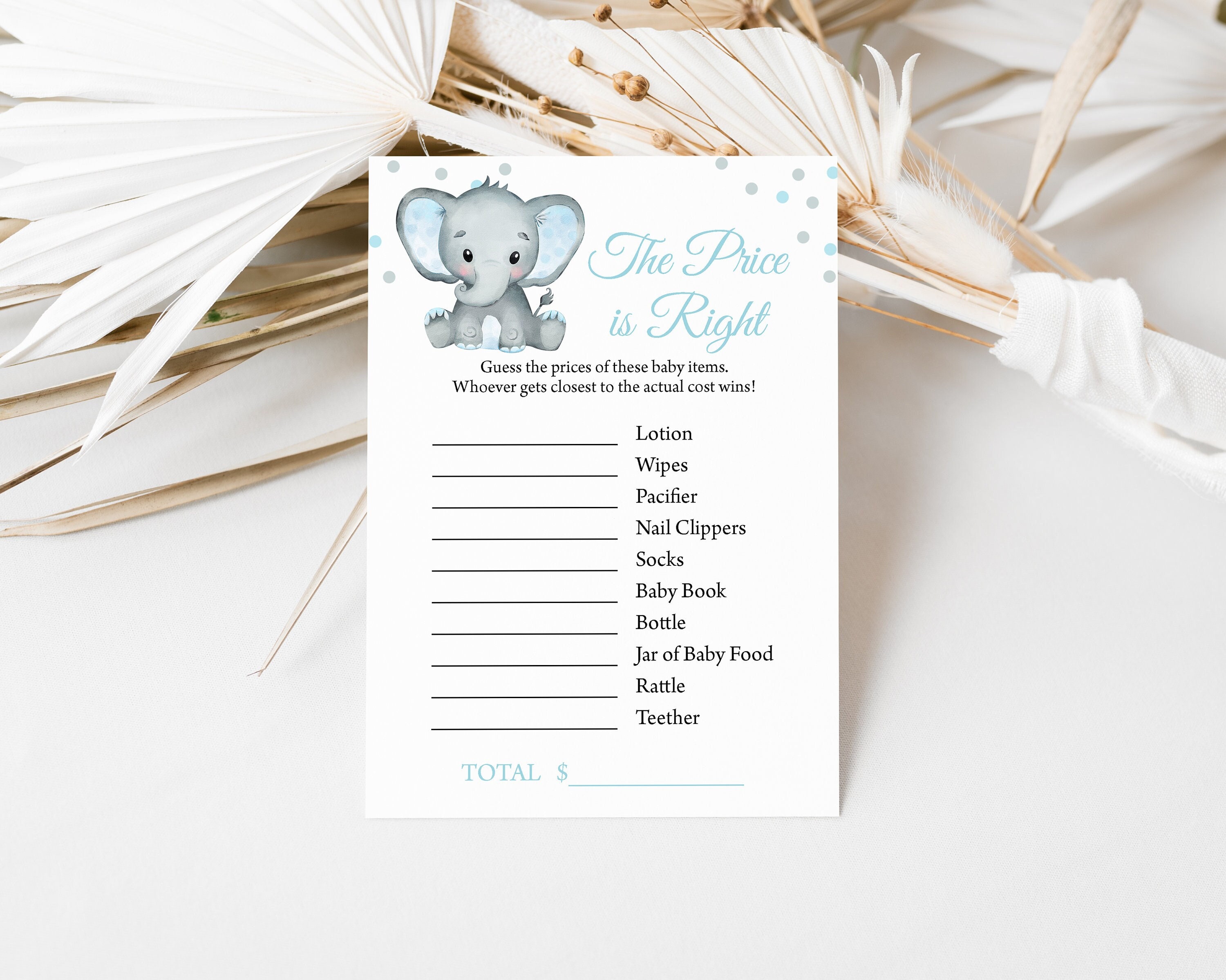Blue Elephant the Price is Right Baby Shower Game Boy Elephant Baby ...