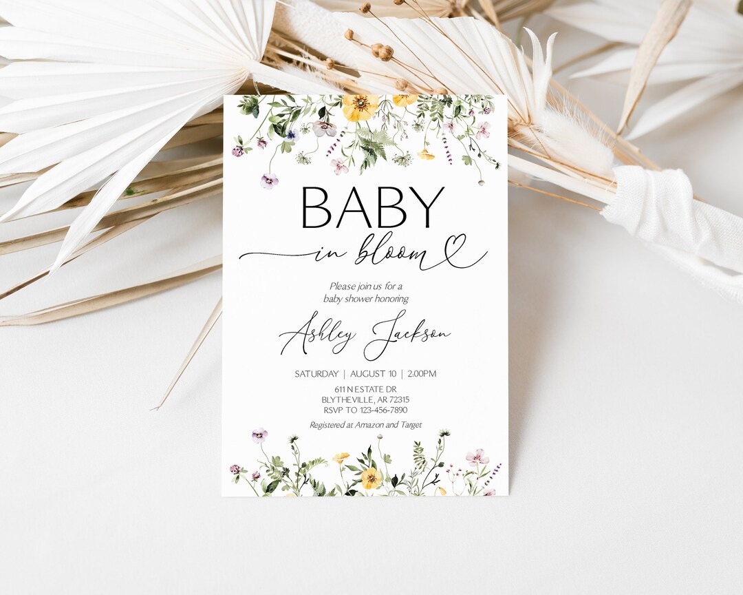 Wildflower Baby Shower Invitation EDITABLE Boho Wildflower Invitation ...