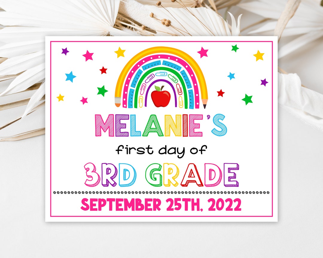 Editable First Day of Third Grade Sign First Day of School Sign ...