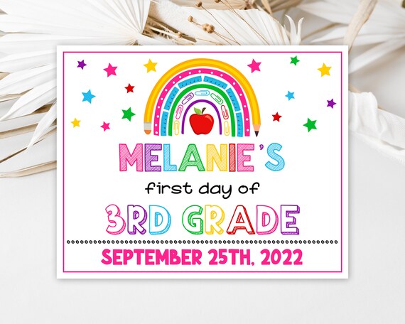 Editable First Day of Third Grade Sign First Day of School - Etsy