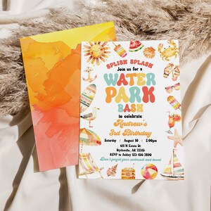 Editable Water Park Birthday Party Invitation Tropical Splish Splash ...